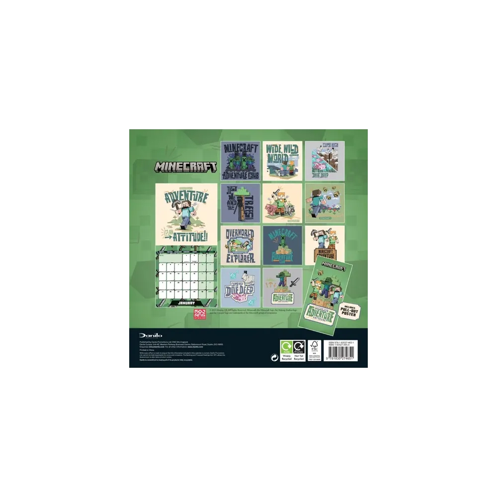 CALENDÁRIO 2026 30X30 MINECRAFT (PLASTIC FREE)